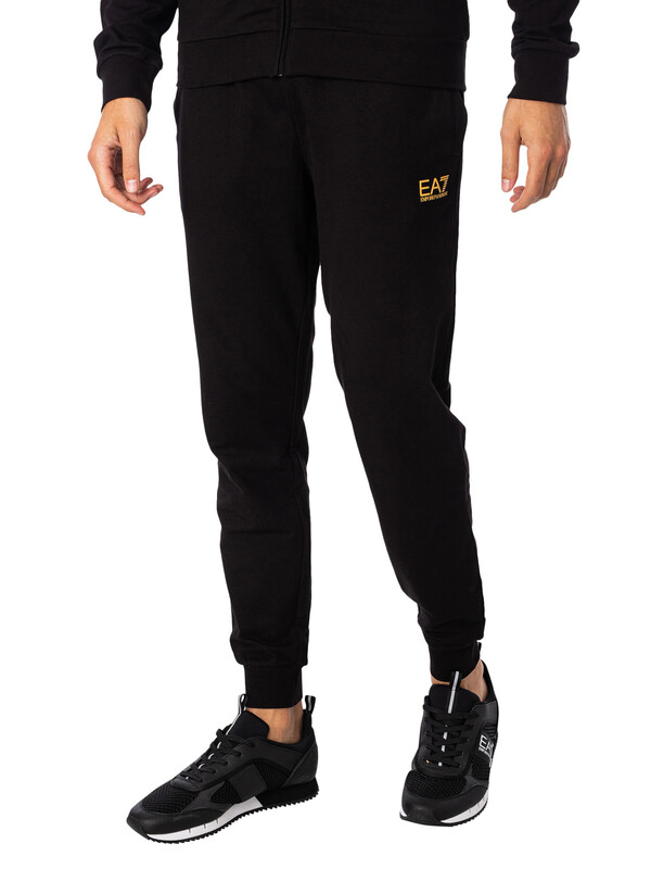 EA7 Chest Logo Tracksuit - Black/Gold - The Men's Designer Fashion Store