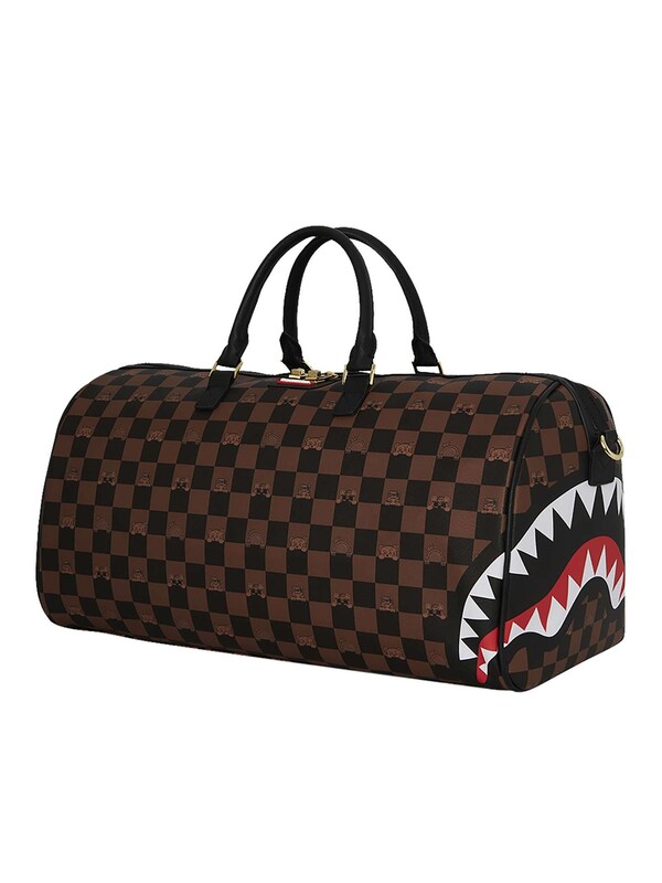 Sprayground Peeking Character Check Duffle Bag - Brown - The Men's ...